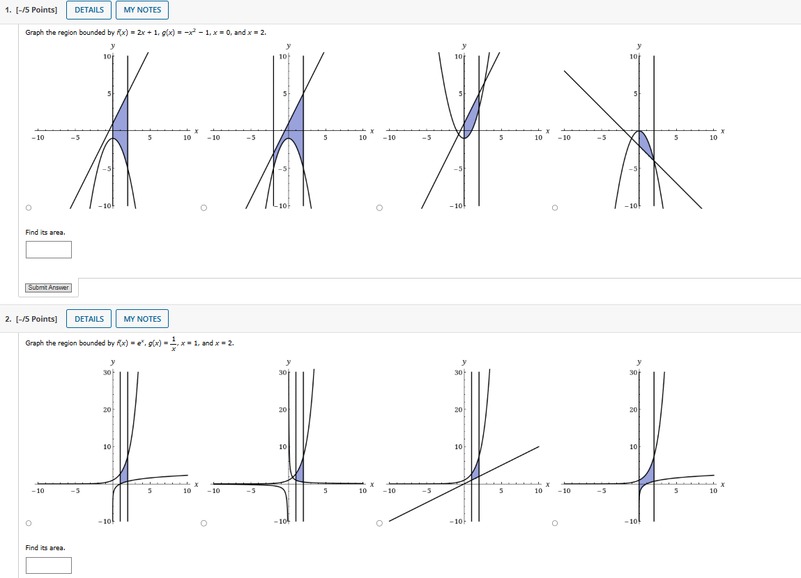 Solved Graph the region bounded by f(x)=2x+1,g(x)=-x2-1,x=0, | Chegg.com