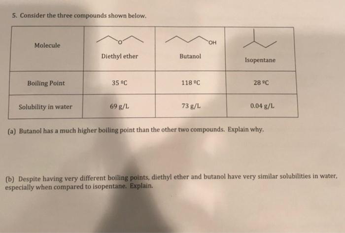 Solved 5. Consider the three compounds shown below. Molecule | Chegg.com