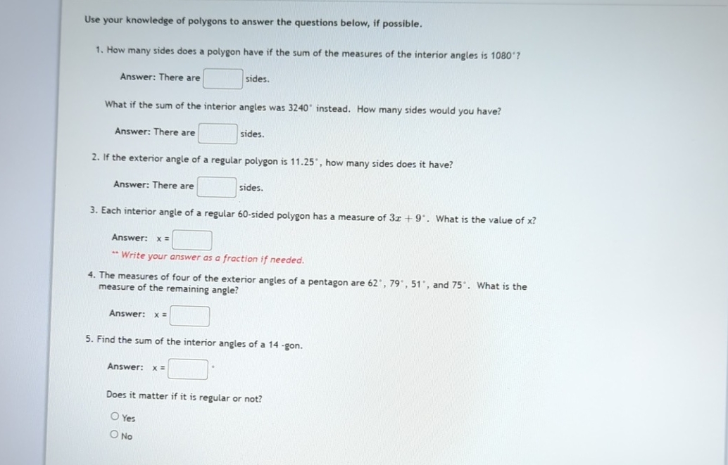 Solved Use your knowledge of polygons to answer the | Chegg.com