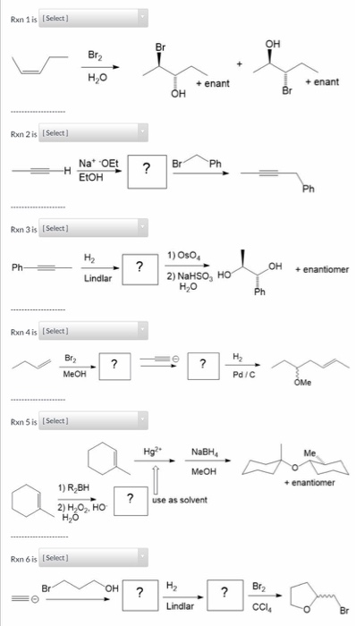 Solved Rxn 1is Select) + enant + enant OH Rxn 2 is Select) | Chegg.com