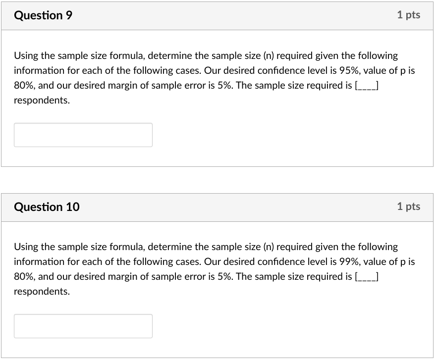 Solved Question 9Using the sample size formula, determine | Chegg.com