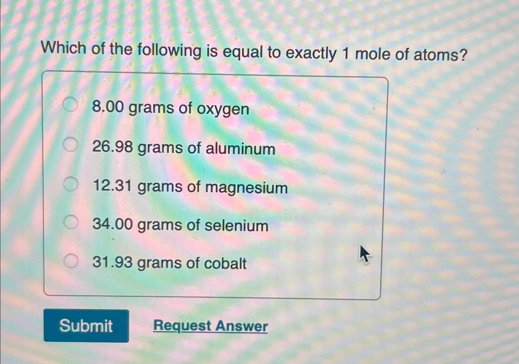 Solved Which of the following is equal to exactly 1 ﻿mole of | Chegg.com
