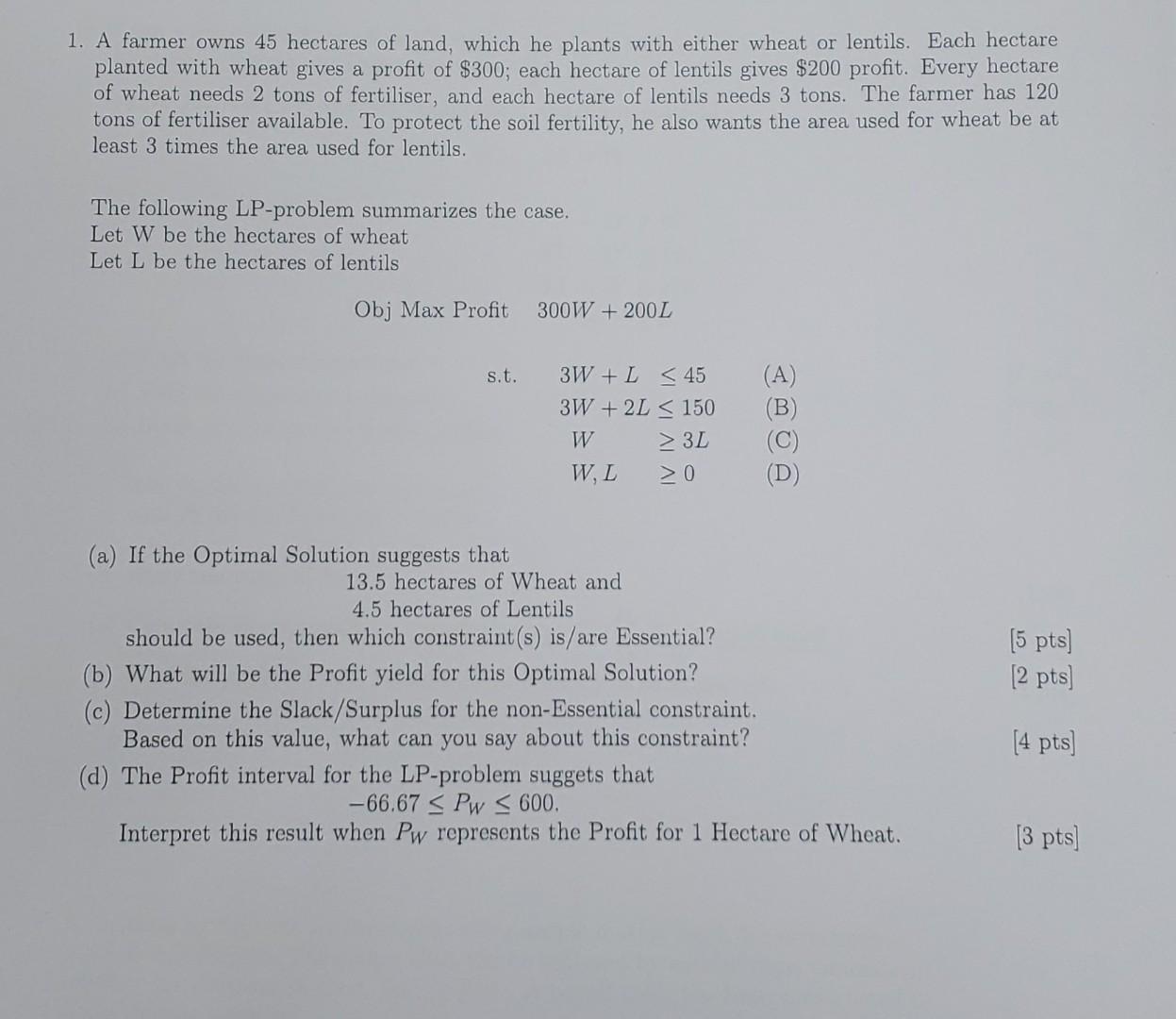 Solved WW,L≥3L≥0 (a) If the Optimal Solution suggests that | Chegg.com