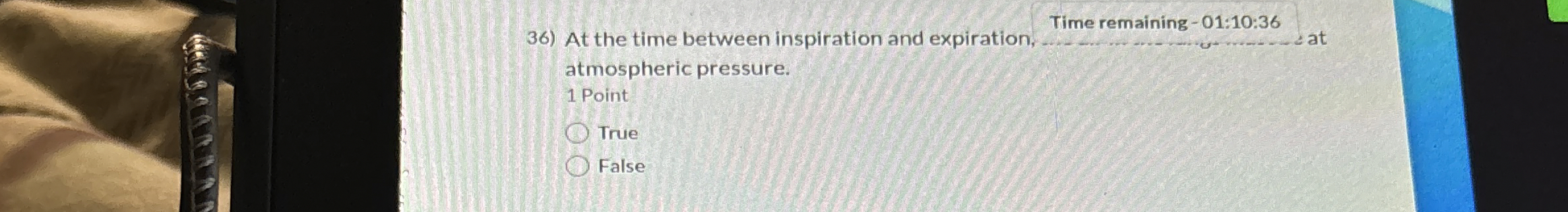 Solved At the time between inspiration and expiration, Time | Chegg.com