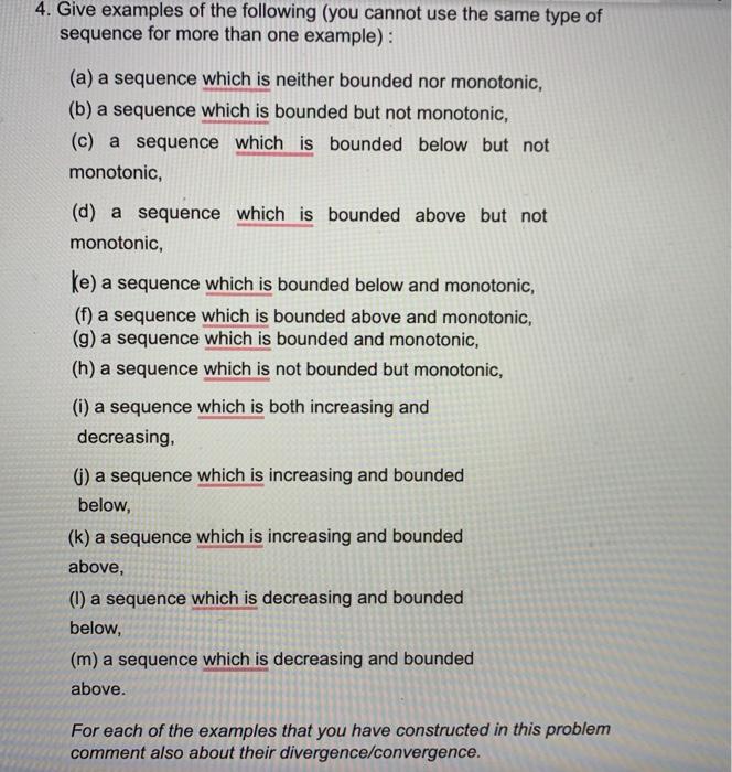 Solved Give examples of the following (you cannot use the | Chegg.com