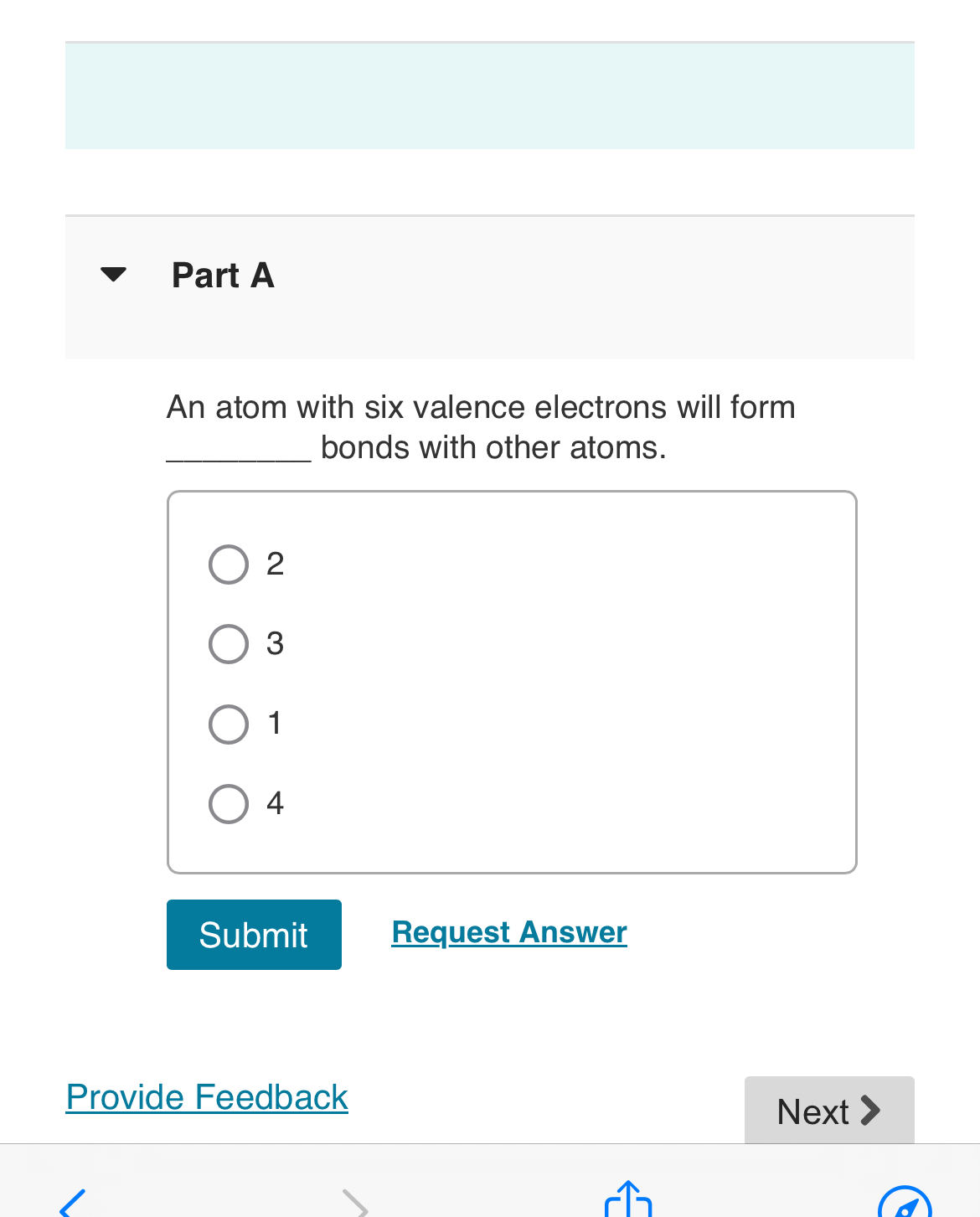 Part AAn atom with six valence electrons will form | Chegg.com