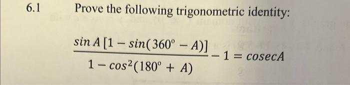 Solved Prove the following trigonometric identity: | Chegg.com