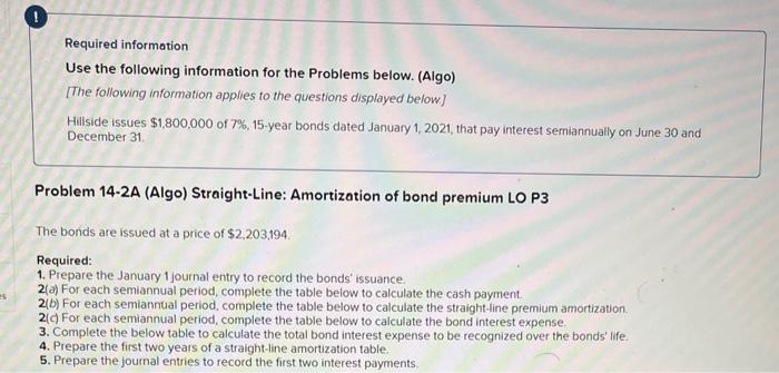 [Solved]: Required information Use the following informati