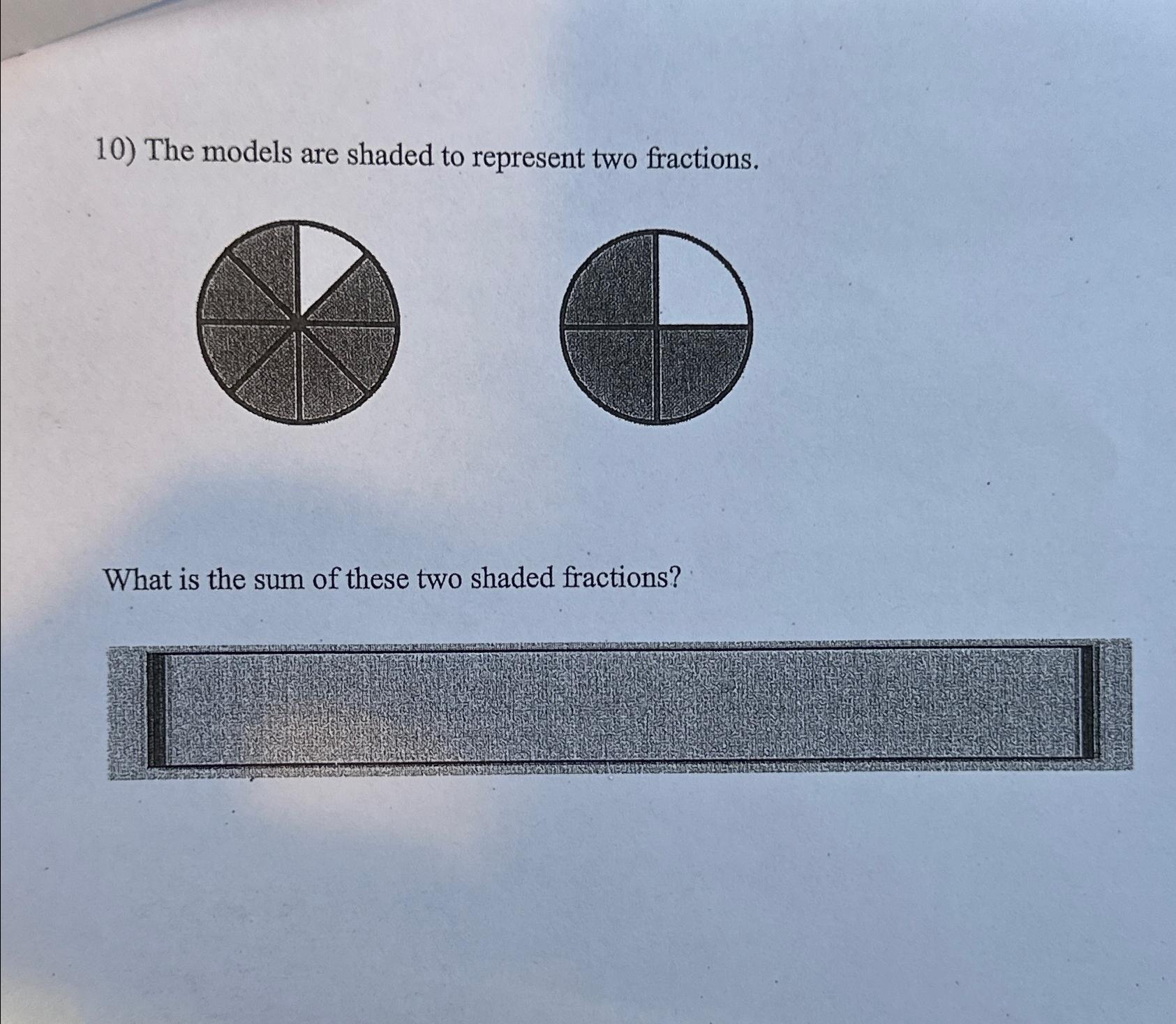 Solved The models are shaded to represent two fractions.What | Chegg.com