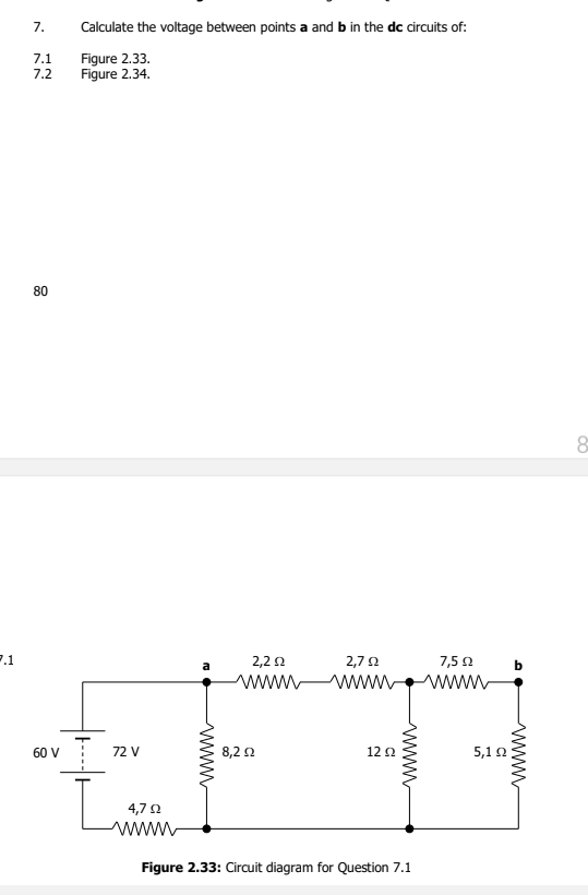 Calculate the voltage between points a and b ﻿in the | Chegg.com