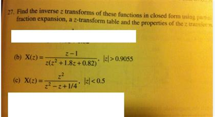 Solved Find the inverse z transforms of these functions | Chegg.com