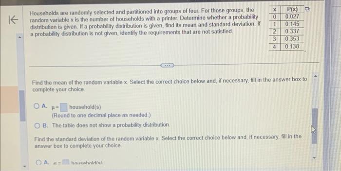 Solved Households are randomly selected and partitioned into | Chegg.com