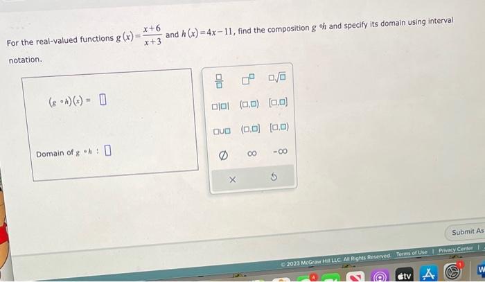 Solved For the real-valued functions g(x)=x+3x+6 and | Chegg.com