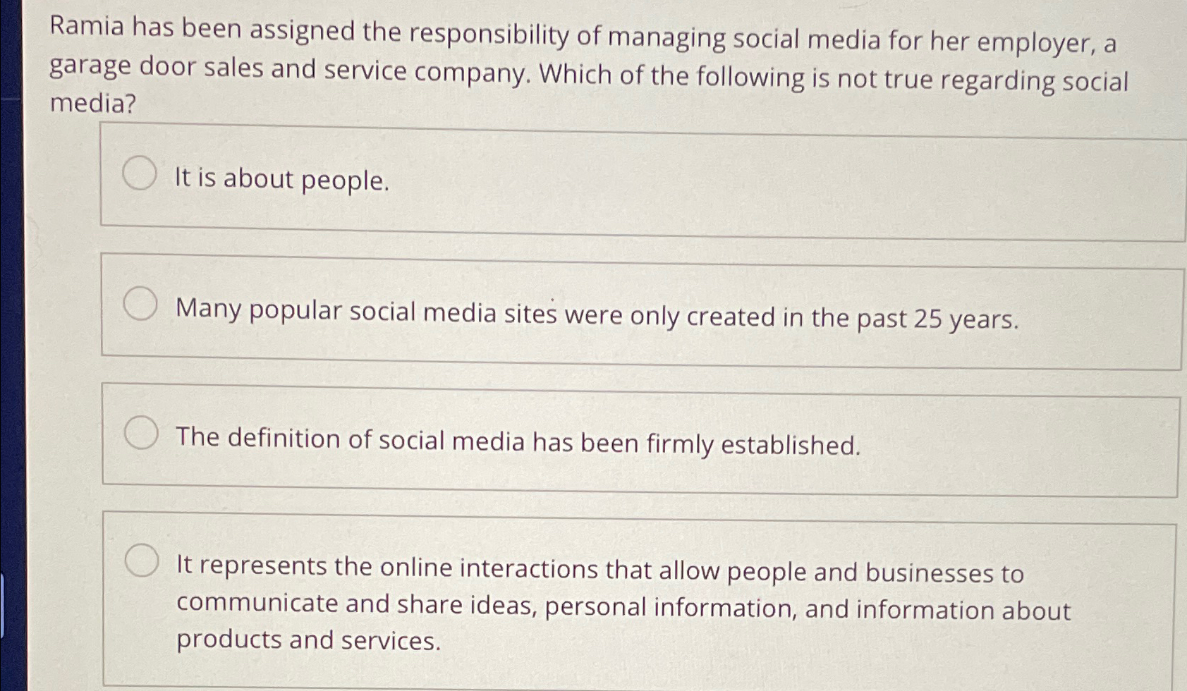 Solved Ramia has been assigned the responsibility of | Chegg.com