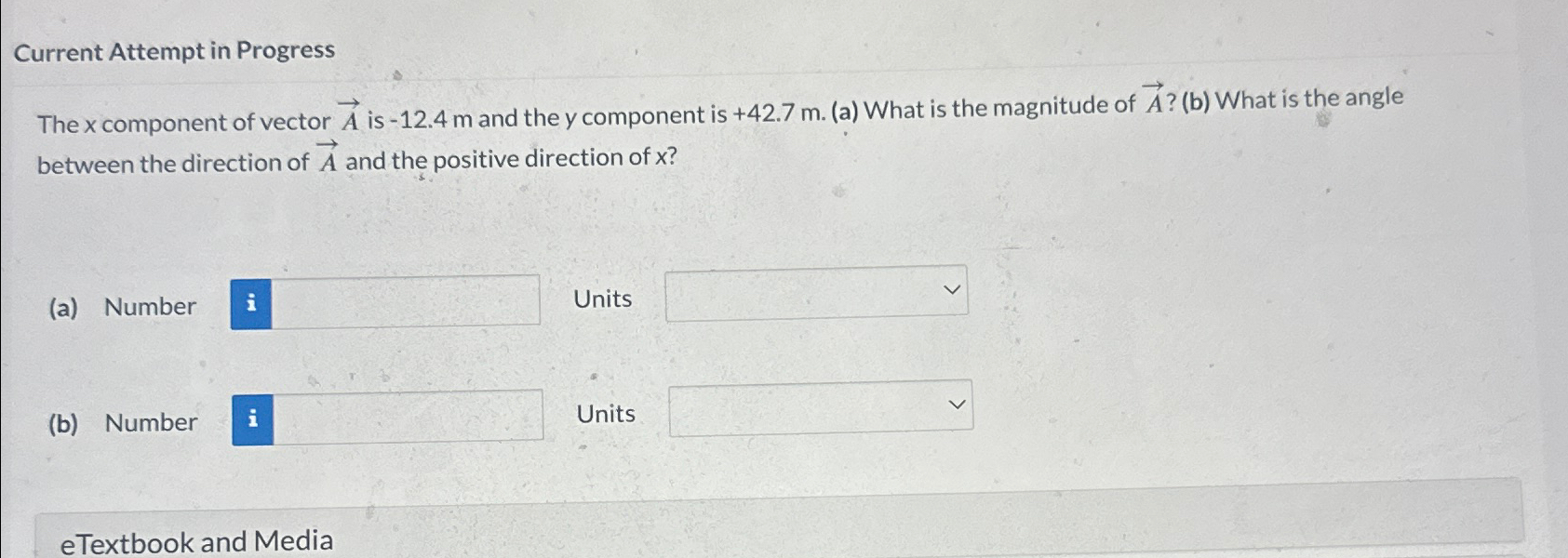 Solved Current Attempt in ProgressThe x component of vector | Chegg.com