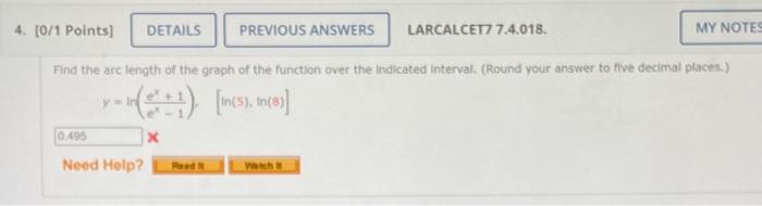 Solved Find the arc length of the graph of the function over | Chegg.com