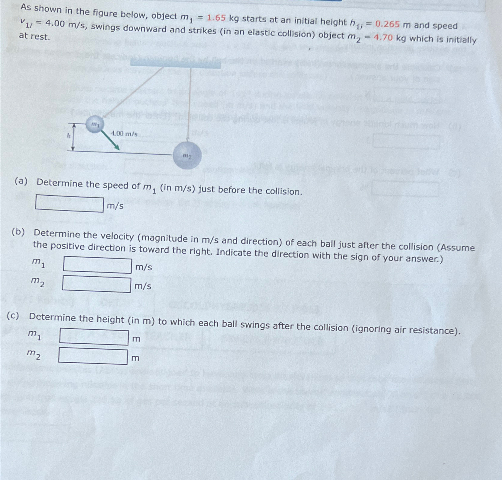 Solved As shown in the figure below, object m1=1.65kg | Chegg.com