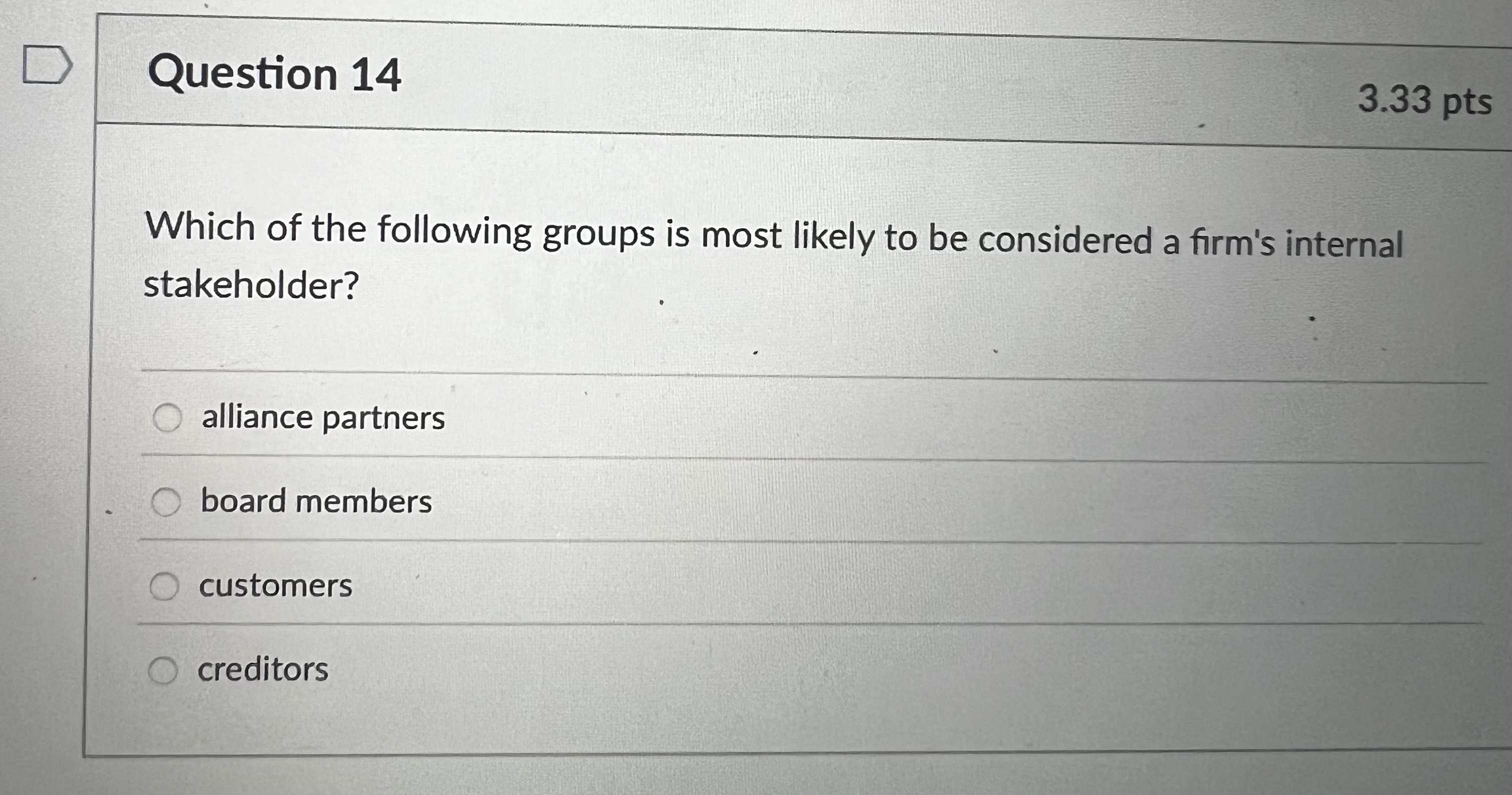 Solved Question 14Which of the following groups is most | Chegg.com