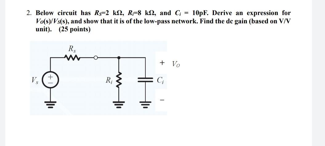 Solved 1. The circuit below has Ri=2k22, Rz=200k 22, and C = | Chegg.com