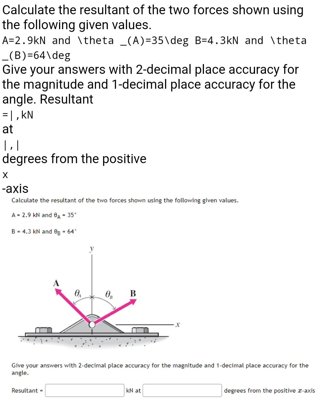 Solved Calculate the resultant of the two forces shown using | Chegg.com