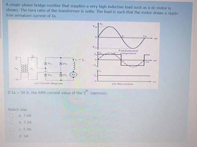 Solved A single-phase bridge rectifier that supplies a very | Chegg.com