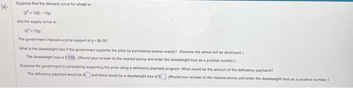 Solved Suppose that the demand eurve for whebt is: | Chegg.com