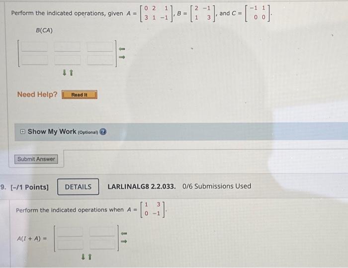 Solved Perform the indicated operations, given | Chegg.com