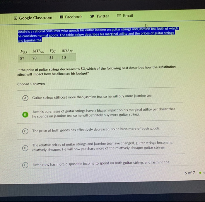 Solved Google Classroom Facebook Twitter Email Justin is a | Chegg.com