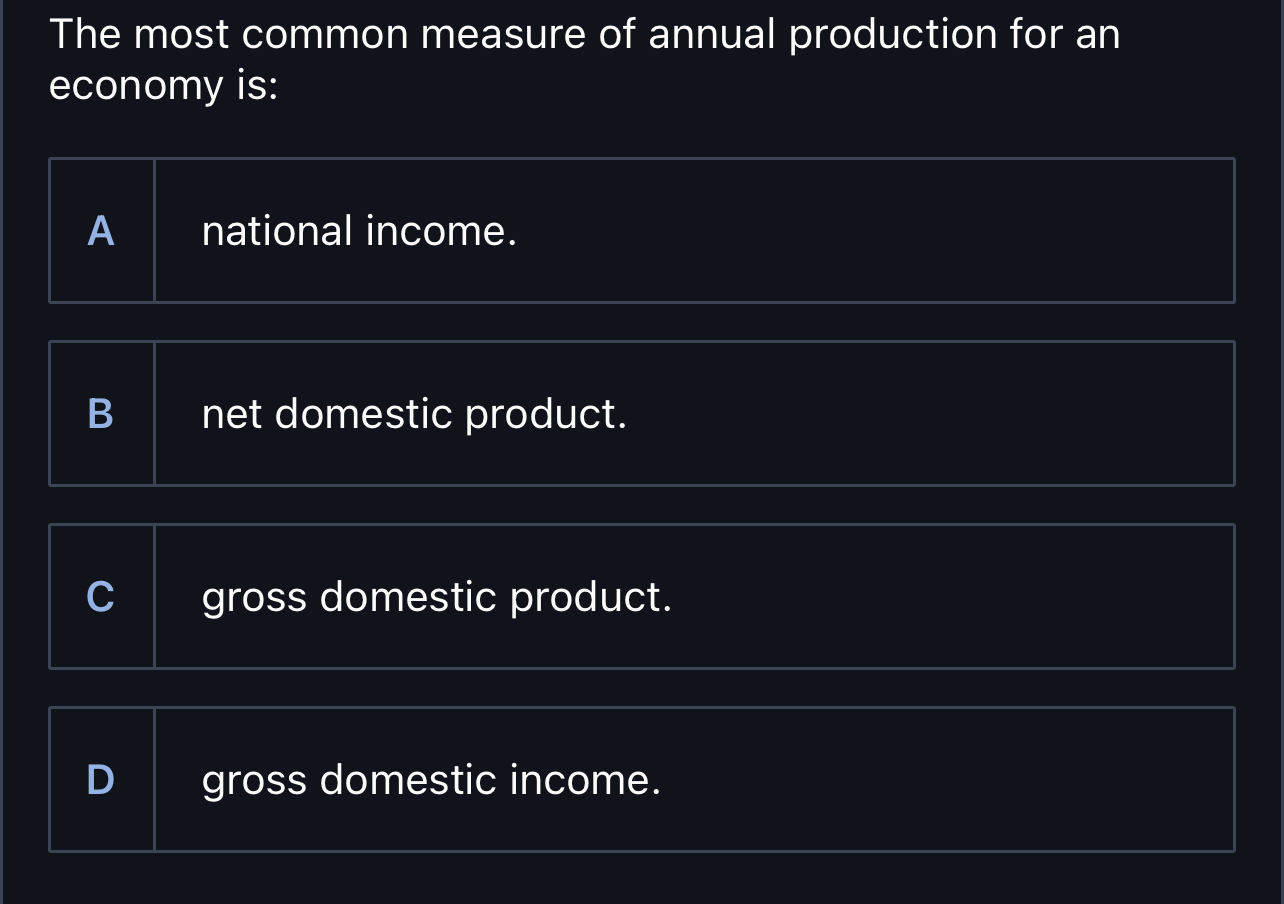 Solved The most common measure of annual production for | Chegg.com