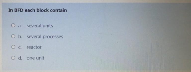 Solved In BFD each block contain O a several units O b. | Chegg.com