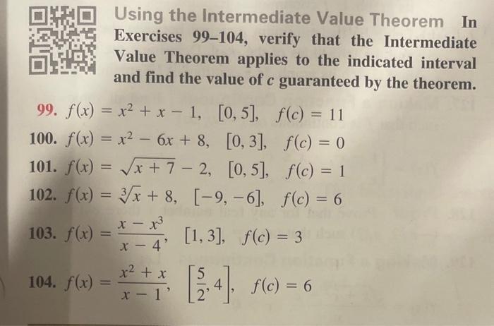 Solved Using the Intermediate Value Theorem In Exercises | Chegg.com