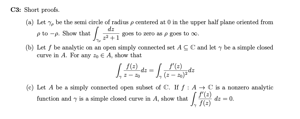 C3: Short proofs.(a) ﻿Let γρ ﻿be the semi circle of | Chegg.com