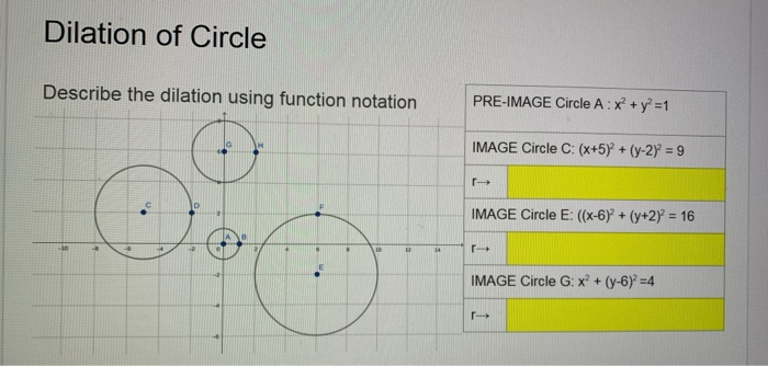 Solved Dilation of Circle Describe the dilation using | Chegg.com