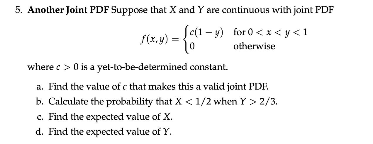 Solved Another Joint PDF Suppose that x ﻿and Y ﻿are | Chegg.com