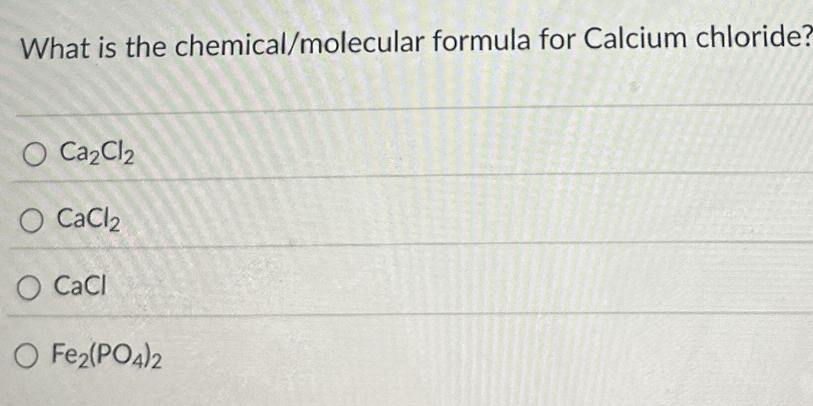 What is the chemical/molecular formula for Calcium | Chegg.com