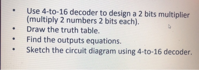 Solved Use 4-to-16 decoder to design a 2 bits multiplier | Chegg.com