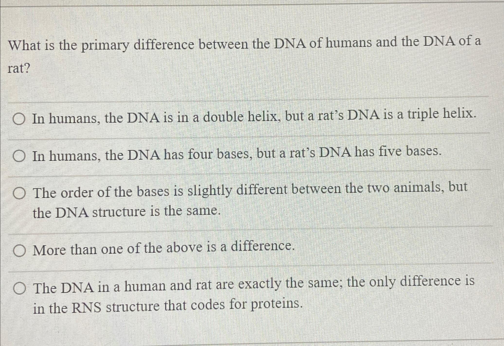 Solved What is the primary difference between the DNA of | Chegg.com