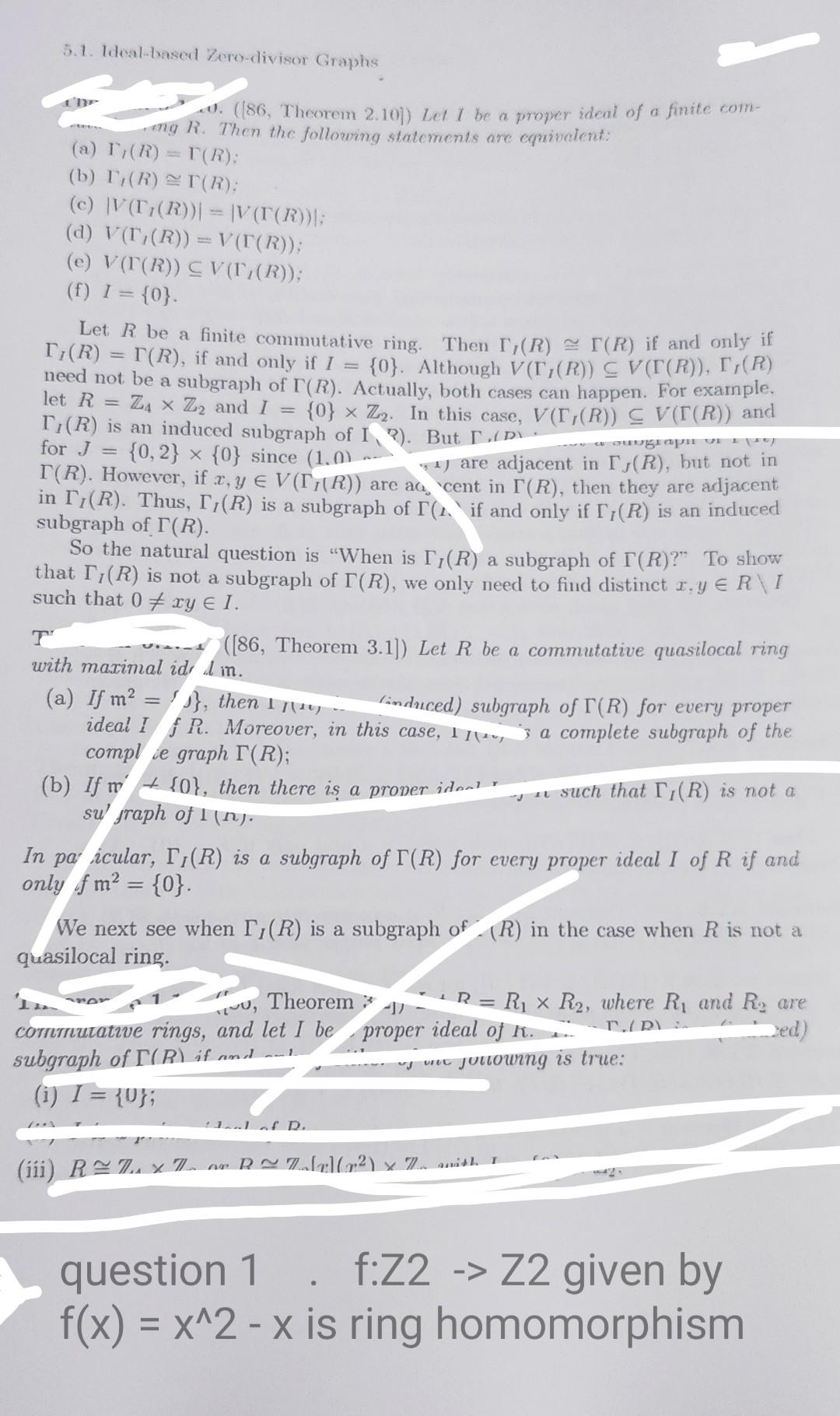 Solved 5.1. Ideal-based Zero-divisor Graphs «). (86. Theorem | Chegg.com