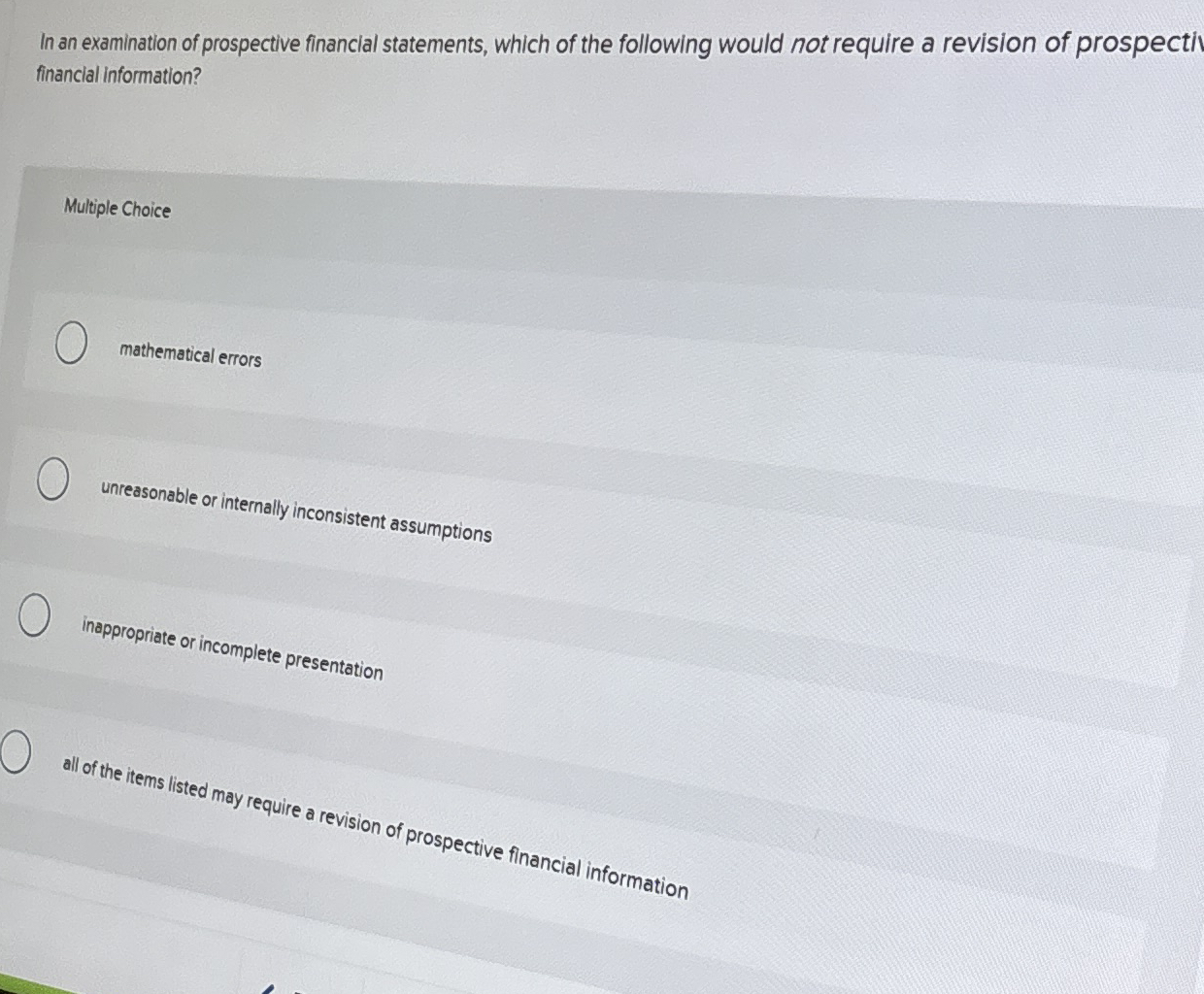 Solved In an examination of prospective financial | Chegg.com