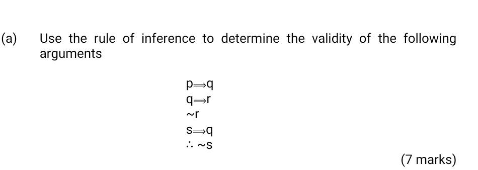Solved (a) Use the rule of inference to determine the | Chegg.com