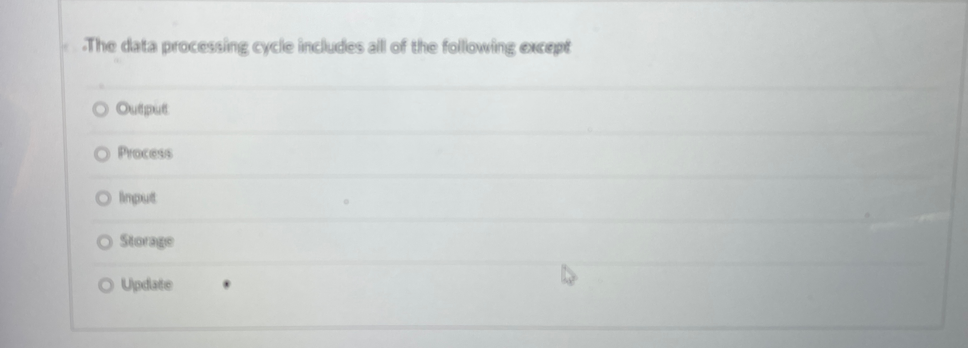Solved The data processing cycle includes all of the | Chegg.com