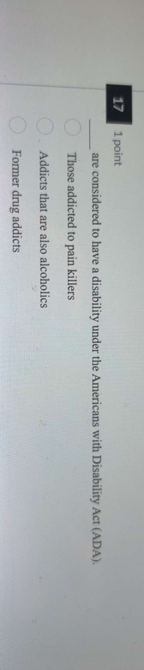 Solved 171 ﻿pointq, ﻿are considered to have a disability | Chegg.com