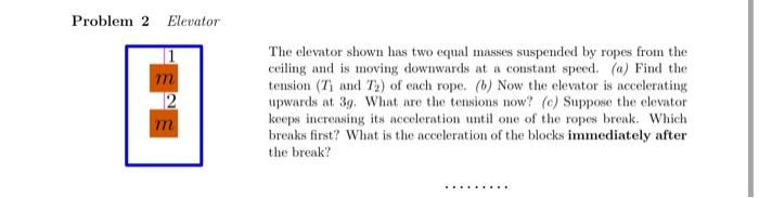 Solved Problem 2 Elevator The elevator shown has two equal | Chegg.com