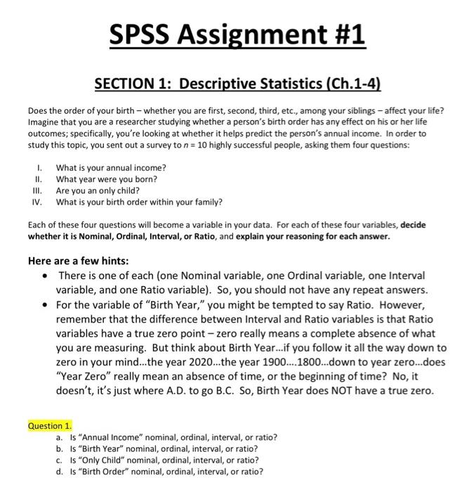 Solved Spss Assignment 1 Section 1 Descriptive Statistics