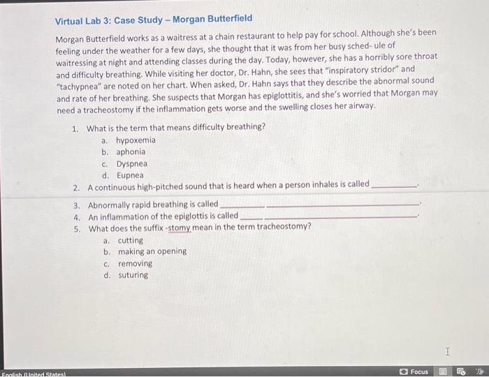 Solved Virtual Lab 3: Case Study - Morgan Butterfield Morgan | Chegg.com