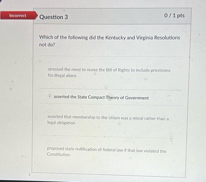 Solved Which of the following did the Kentucky and Virginia | Chegg.com