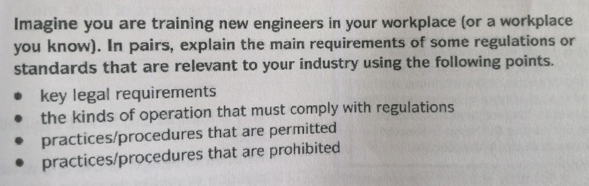 Solved Imagine you are training new engineers in your | Chegg.com