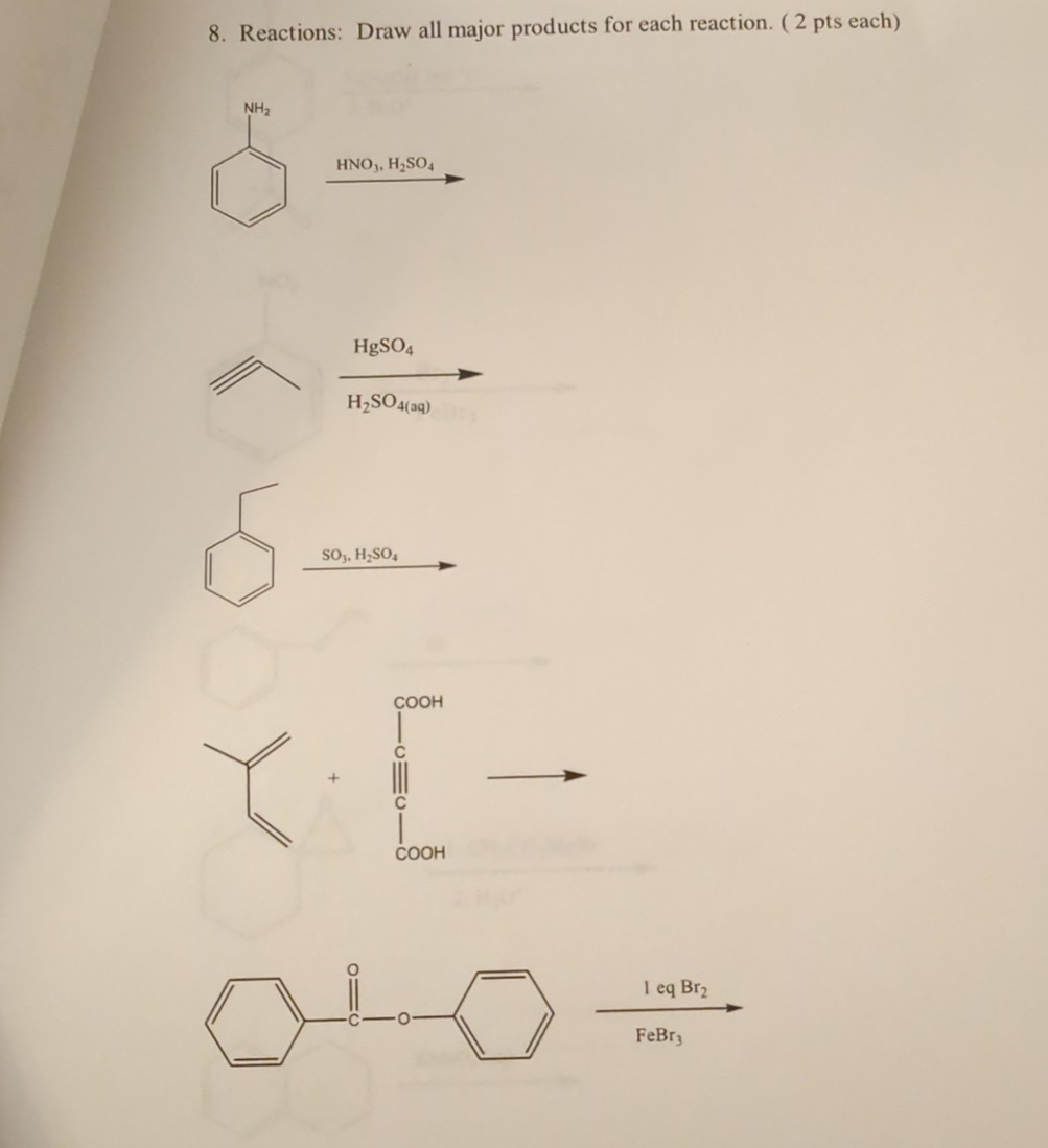 Solved Reactions: Draw all major products for each reaction. | Chegg.com