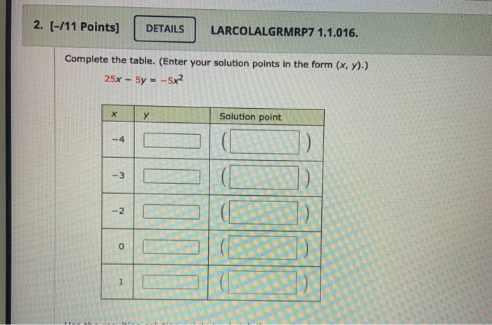 Solved 2. (-/11 Points] DETAILS LARCOLALGRMRP7 1.1.016. | Chegg.com