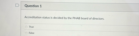 Solved Question 1Accreditation status is decided by the PHAB | Chegg.com